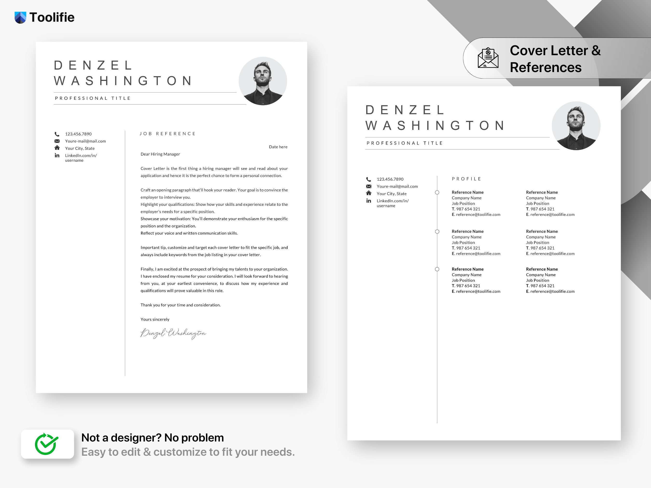 2024 Headshot Resume Template for Google Docs, Word & Pages CV Template ...