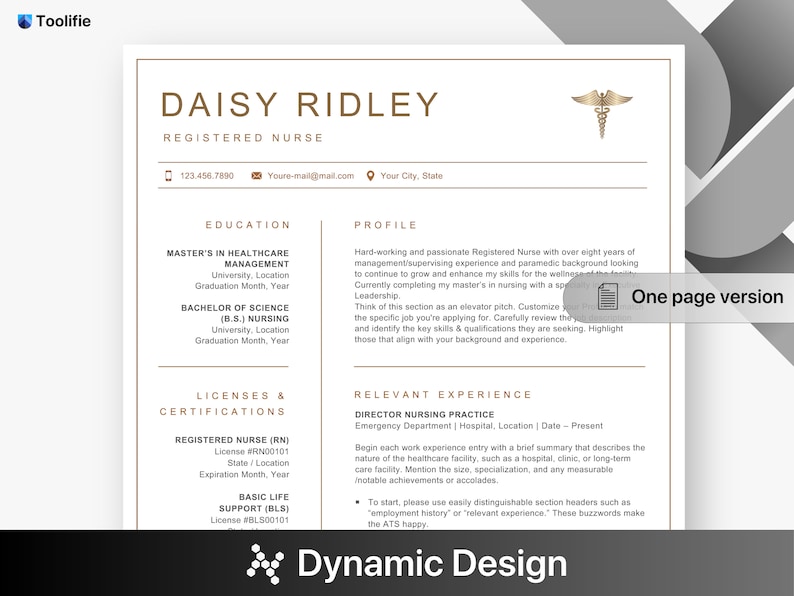 Nursing Resume Template for Google Docs, Word & Pages, Registered Nurse ...