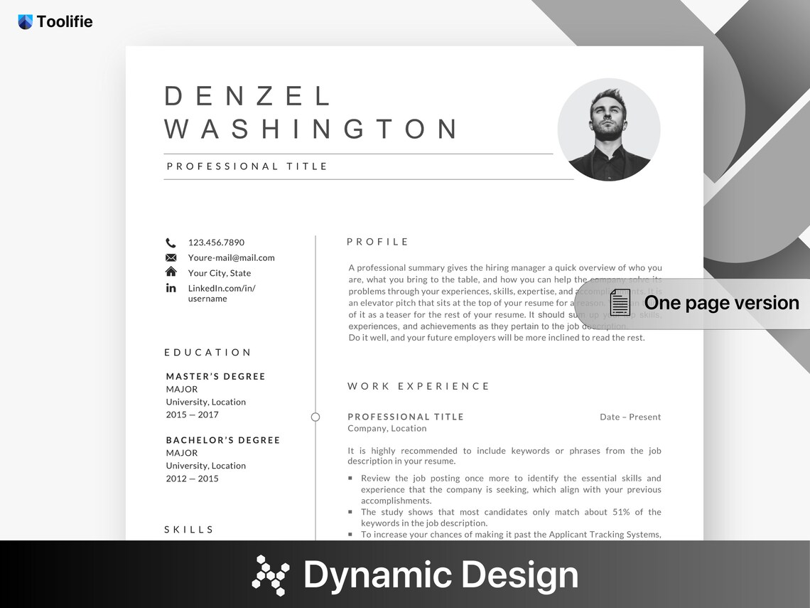 2024 Headshot Resume Template for Google Docs, Word & Pages CV Template ...