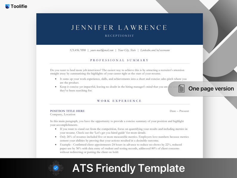 ATS Friendly Resume Template for Google Docs, Word and Pages Resume ...