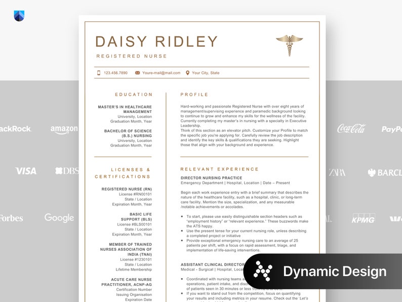 Nursing Resume Template for Google Docs, Word & Pages, Registered Nurse ...