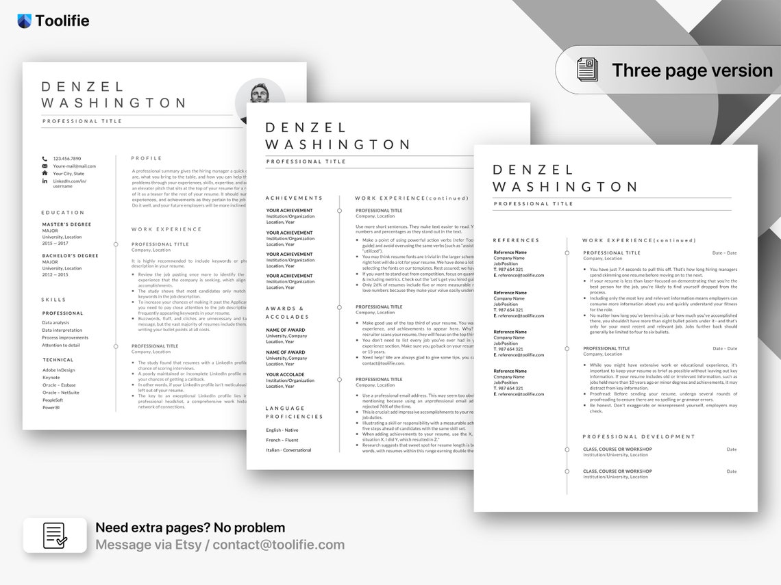 2024 Headshot Resume Template for Google Docs, Word & Pages CV Template ...