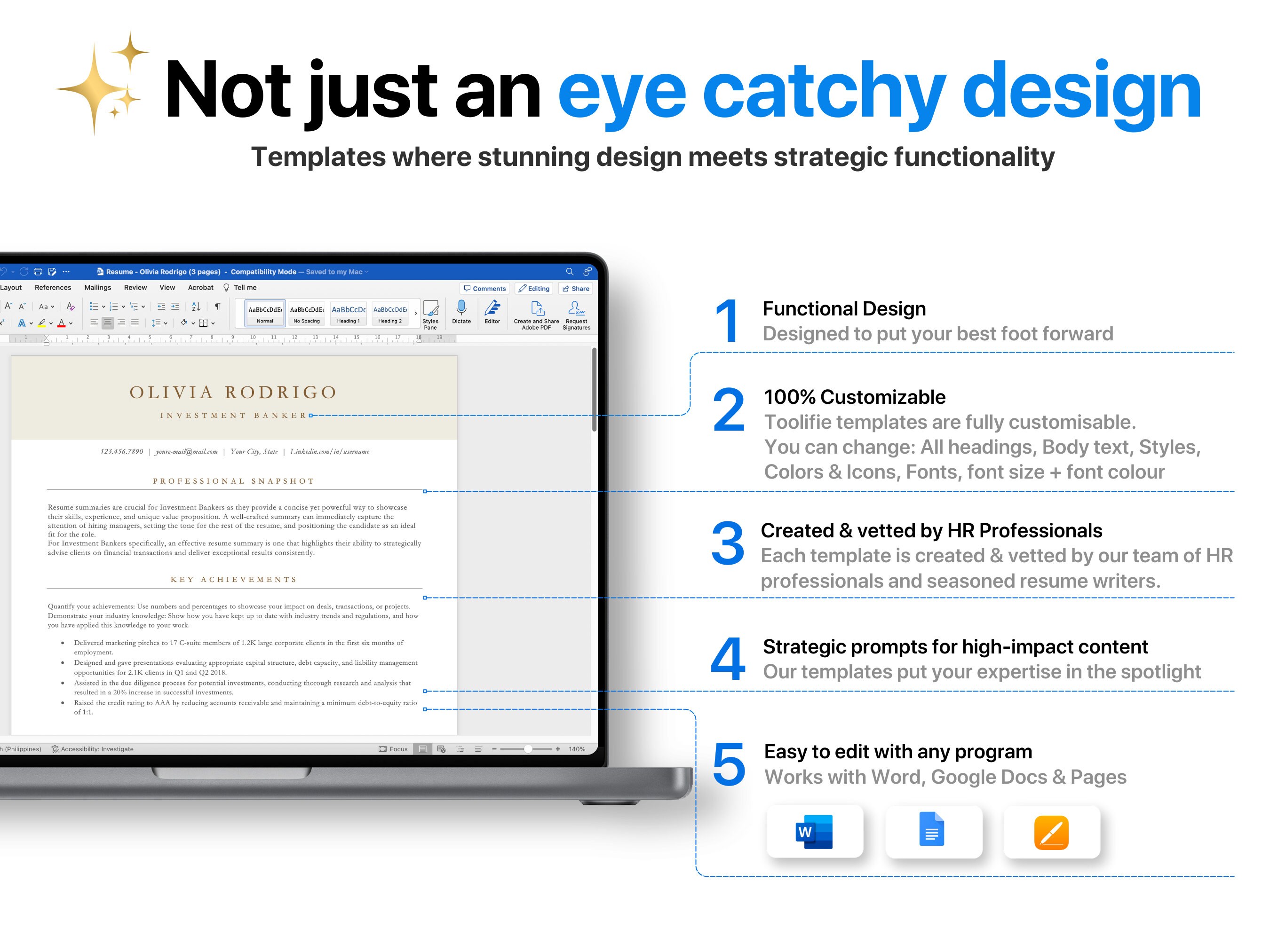 Google Docs - ATS Friendly Resume Template for Word, Google Docs and ...