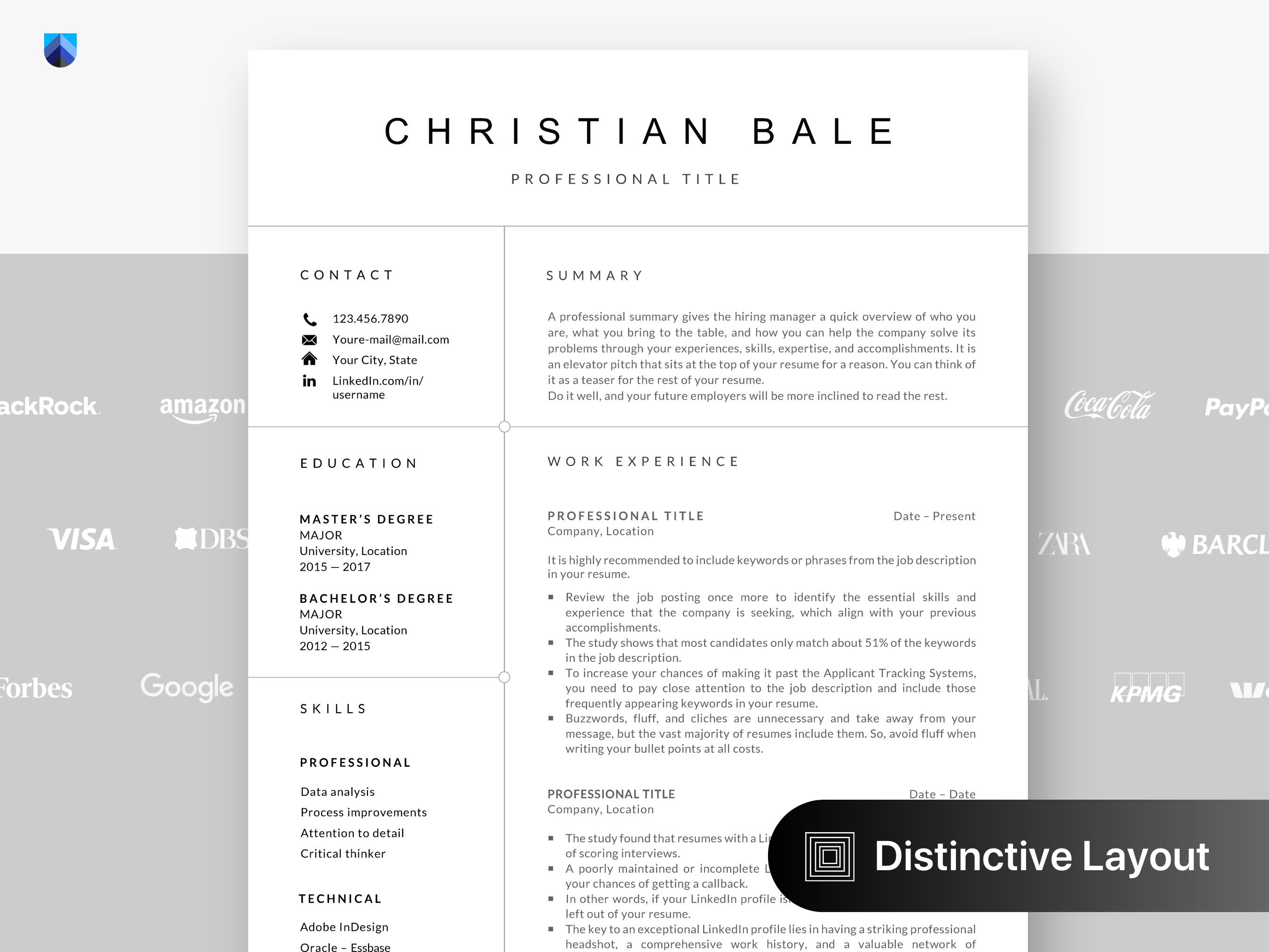 Top-selling Professional Resume Template for Google Docs, Word & Pages ...