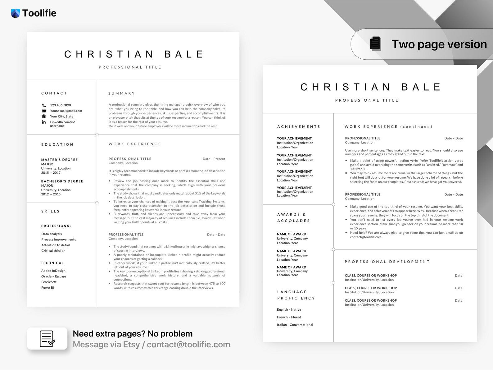 Top-selling Professional Resume Template for Google Docs, Word & Pages ...