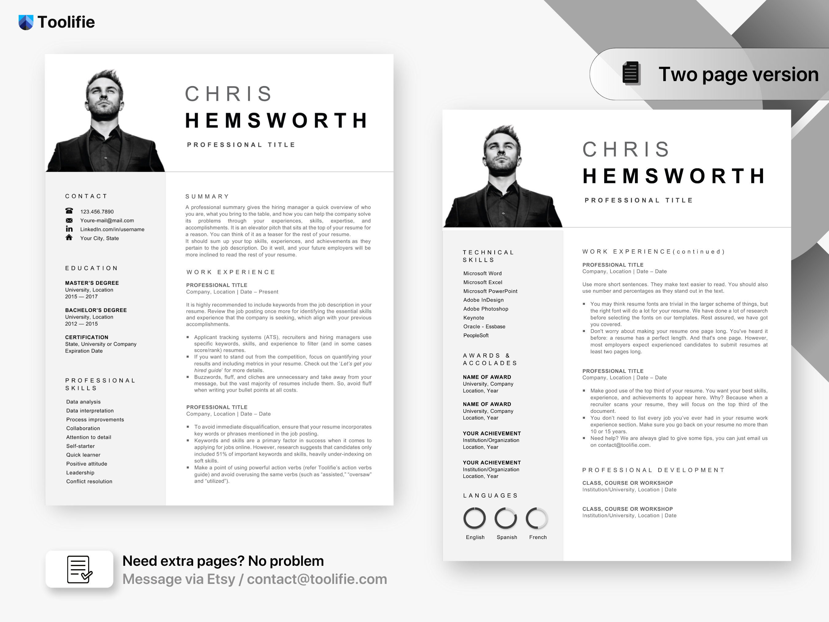 Best Professional Resume Template for Google Docs, Word, Apple Pages ...