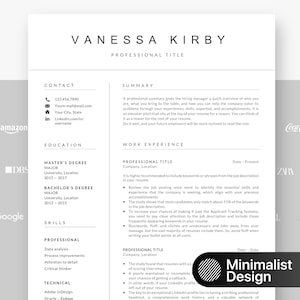 2024 Best Minimalist Resume Template for Google Docs, Word, Apple Pages ...