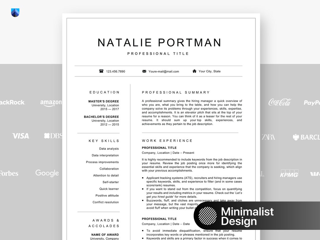 2024 Must-have Professional Resume Template for Google Docs, Word ...
