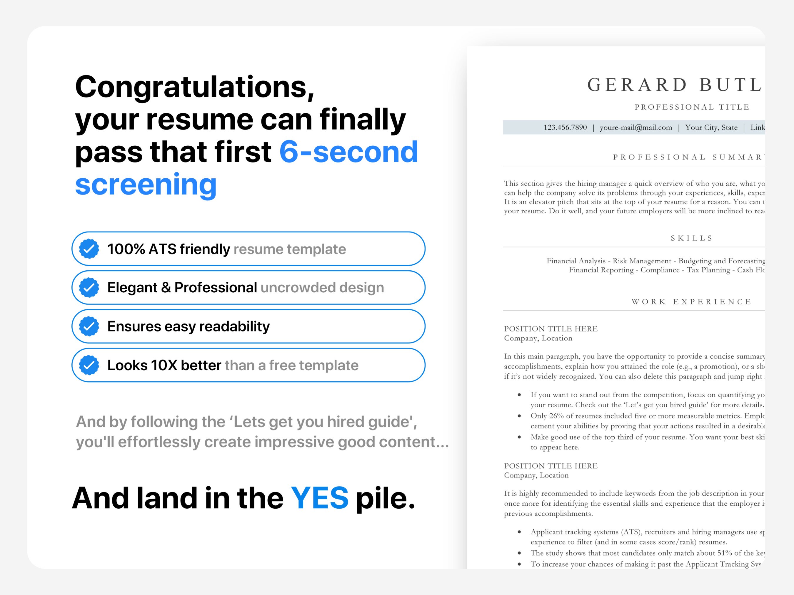 ATS Friendly Resume Template for Google Docs, Word and Pages Resume ...
