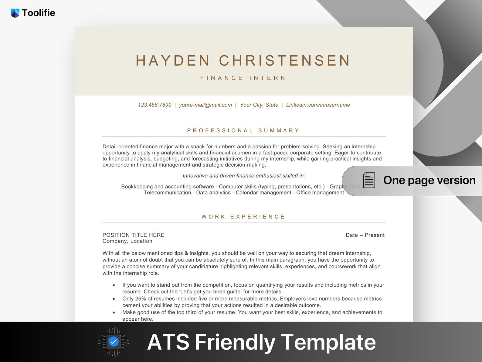 ATS Friendly Resume Template for Google Docs, Word and Pages Resume ...