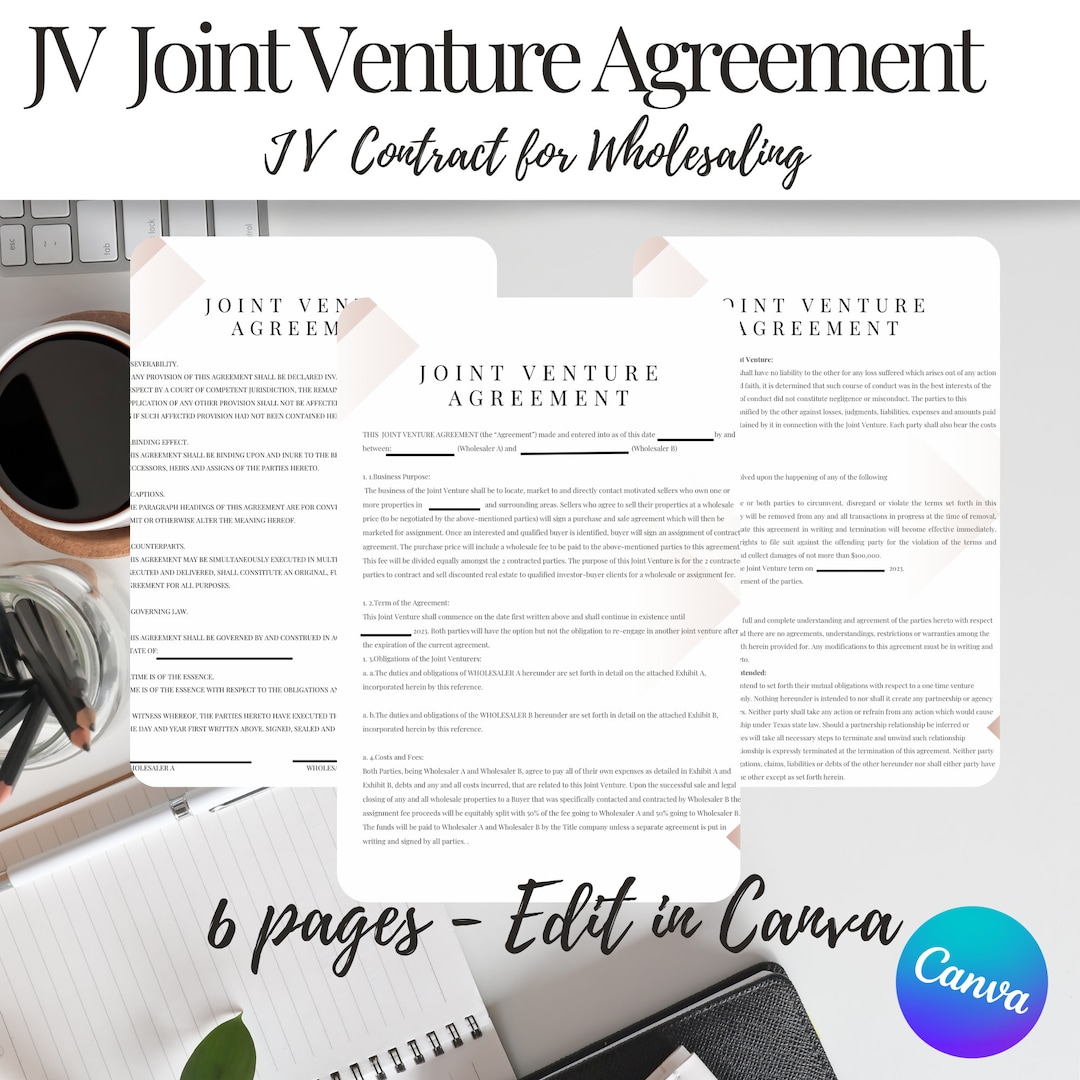 Wholesaling JV Contract for Real Estate Deals - Etsy