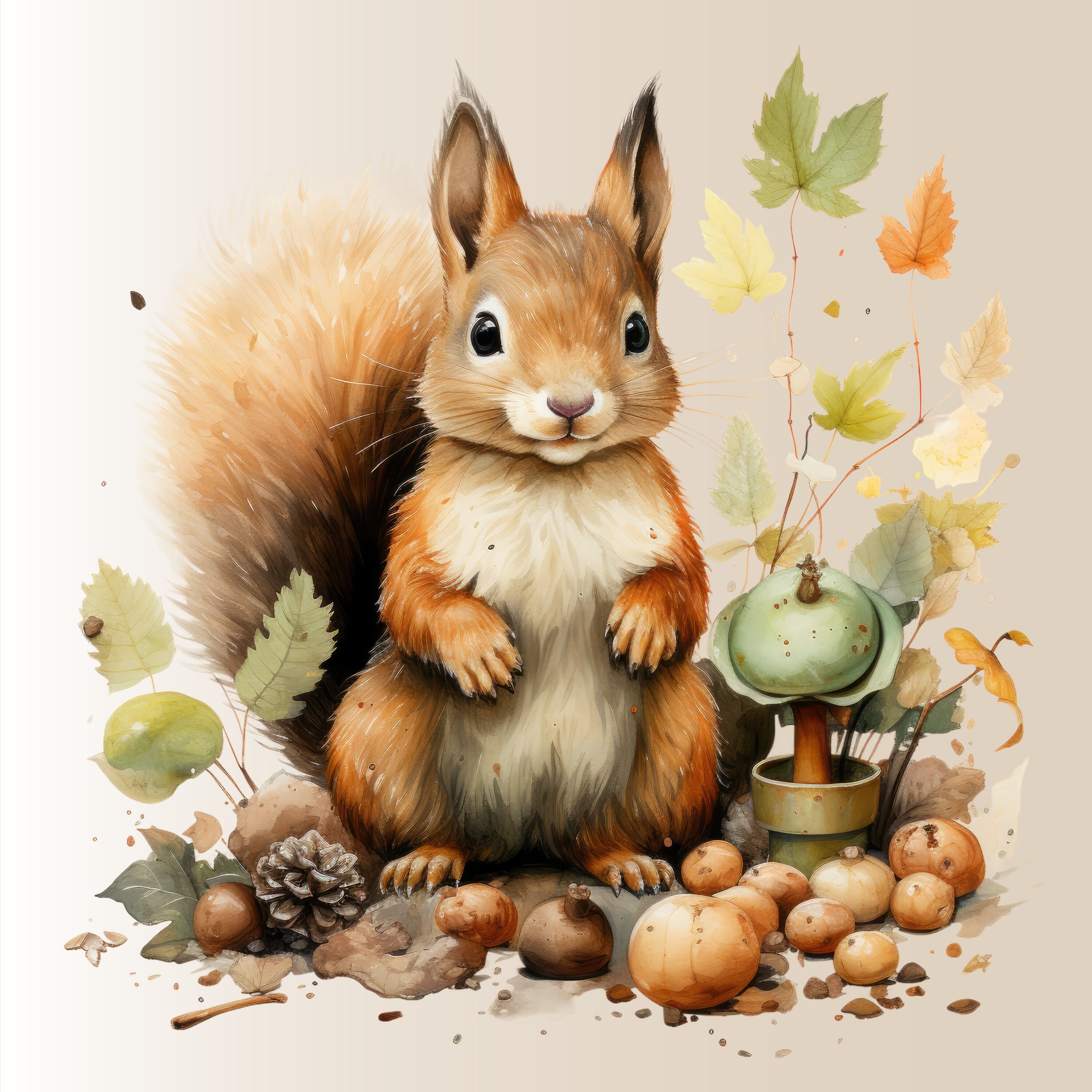 Set of 42 Fall Woodland Animals Clipart, Seasonal Design Bundle ...