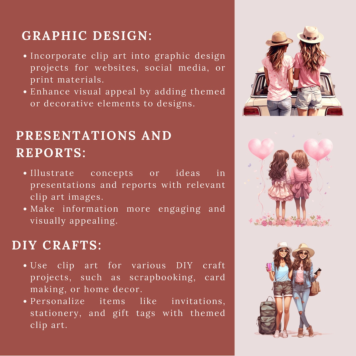 Set of 44 Bestie Girls Clipart, Bestie Girls Bundle, True Friendship ...