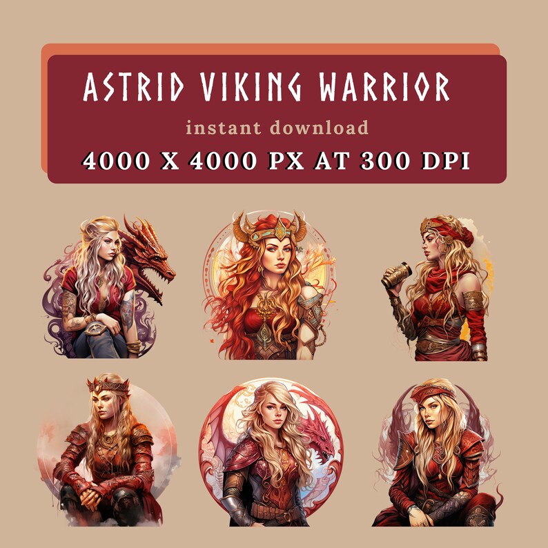 Set of 33 Astrid Viking Warrior Clipart, Empoweringart, Custome Character, PNG, Watercolor ...