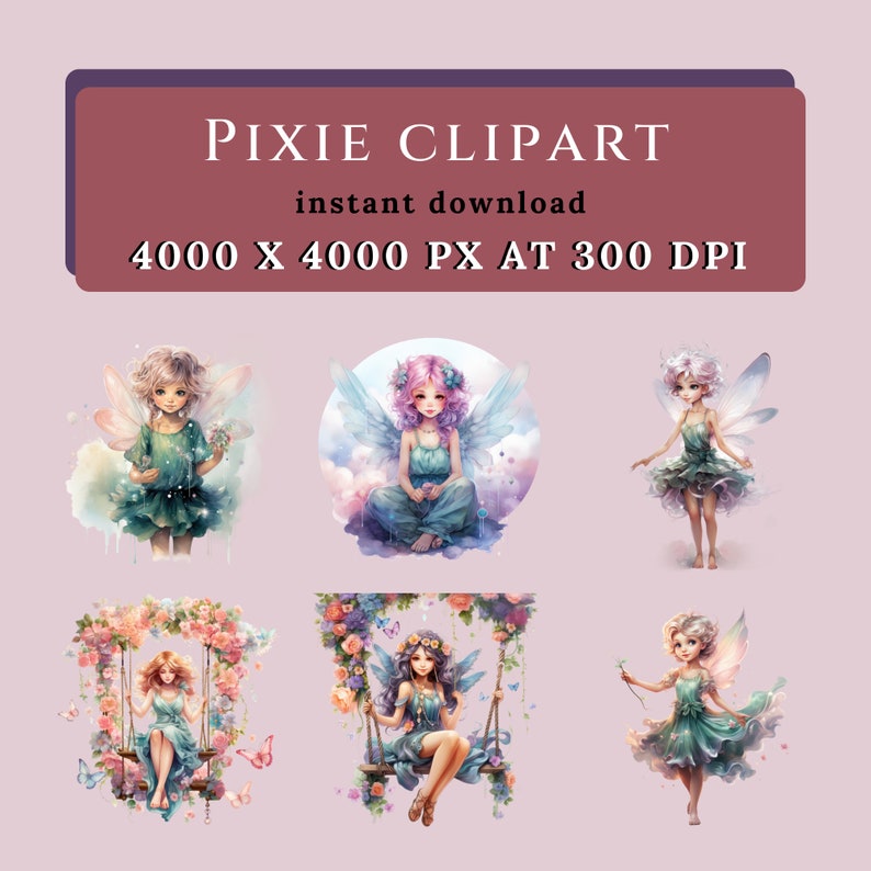 Set of 45 Pixie Clipart, Fairy-tale Clipart, Magical Design Resources ...