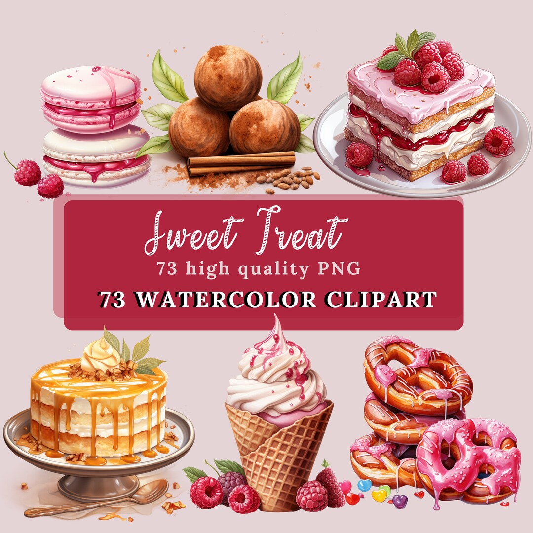 Set of 73 Sweet Treat Clipart, Sweet Delights Bundle, Bakery and Sweets ...