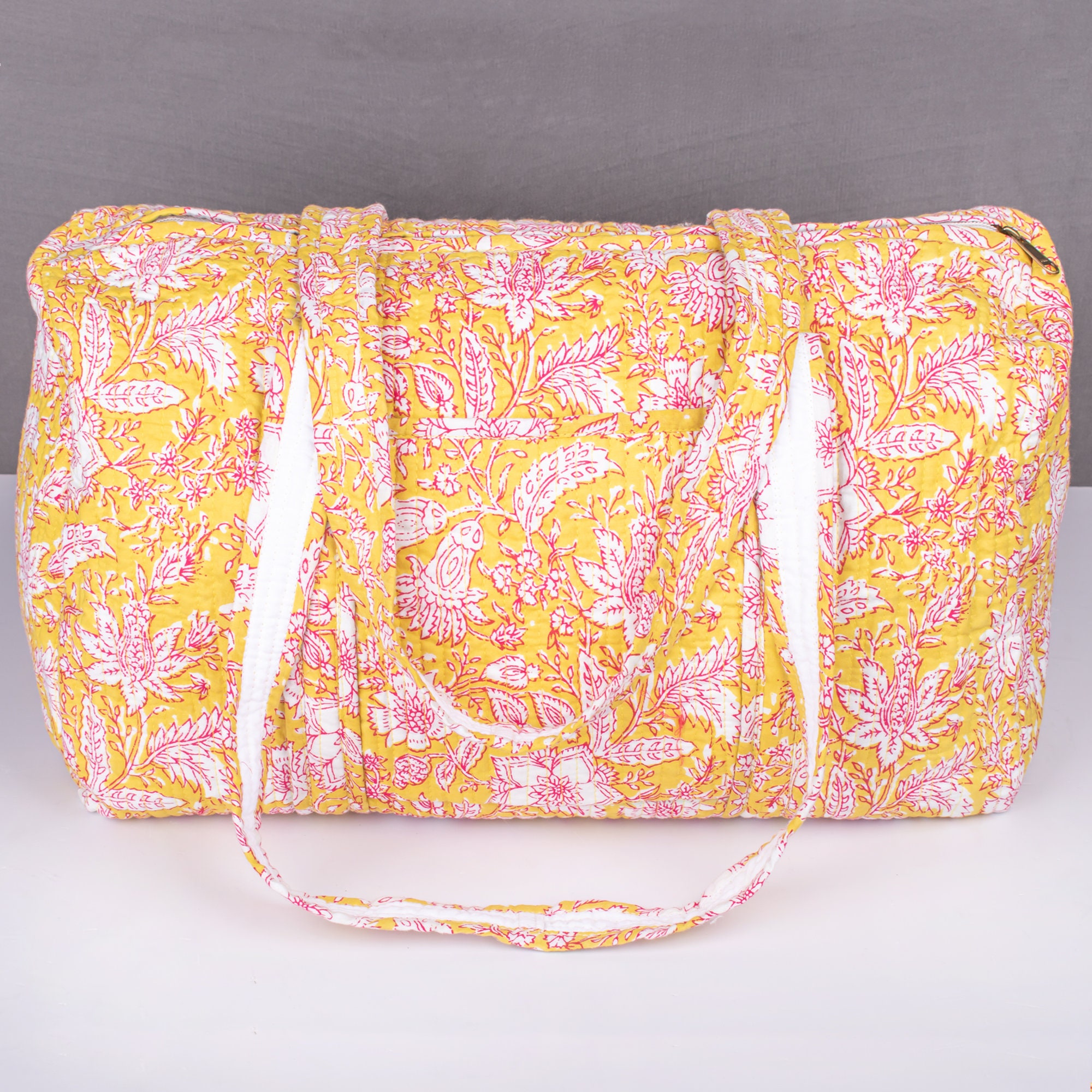 Eco-friendly Cotton Quilted Duffel Bag Handmade Indian Block Printed ...