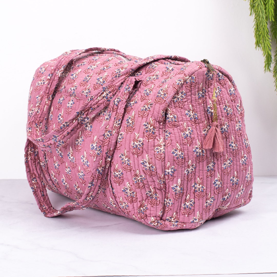 Handmade Indian Eco-friendly Cotton Quilted Duffle Bag Printed Women ...