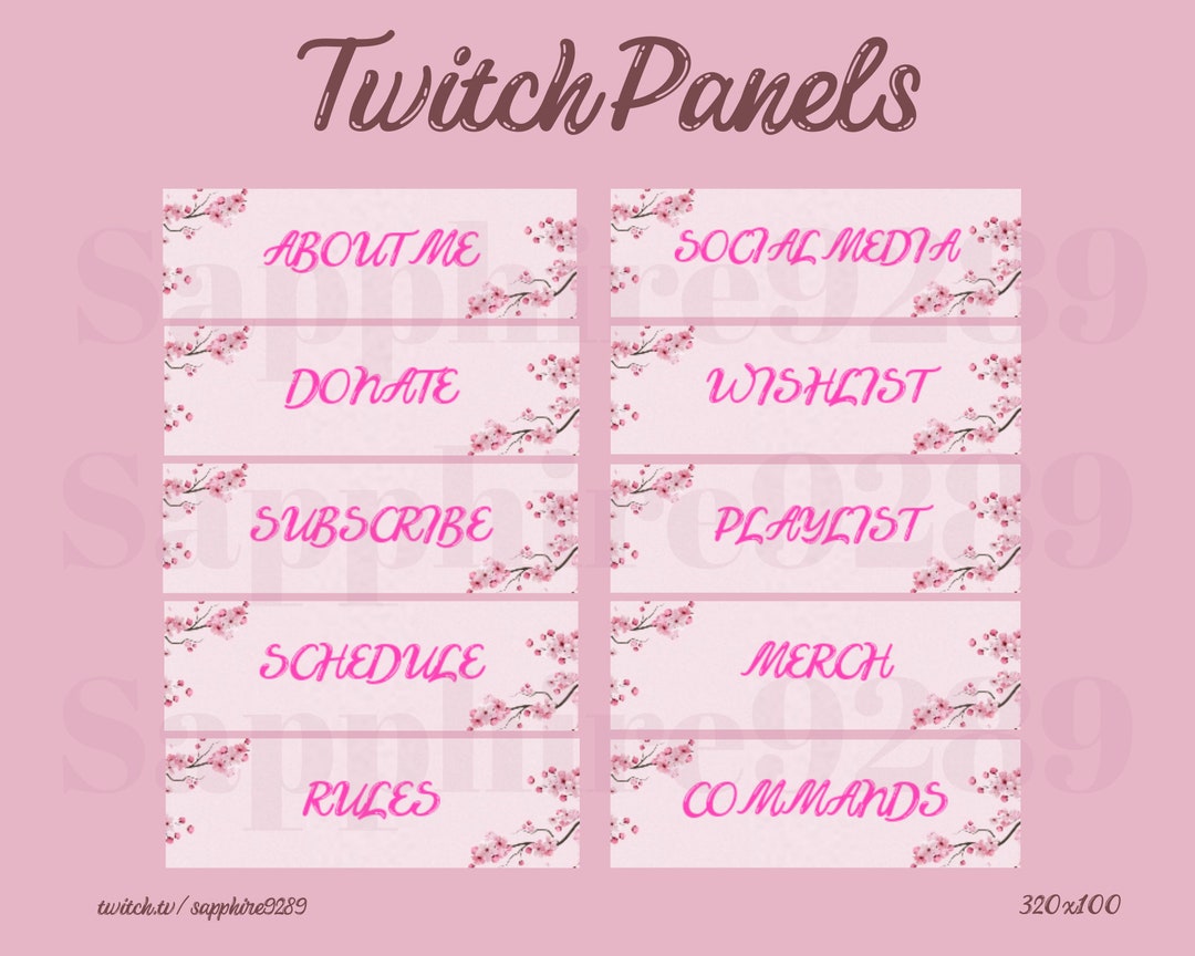 Cherry Blossom Pink, Simple, Twitch Discord Stream Panels, for ...