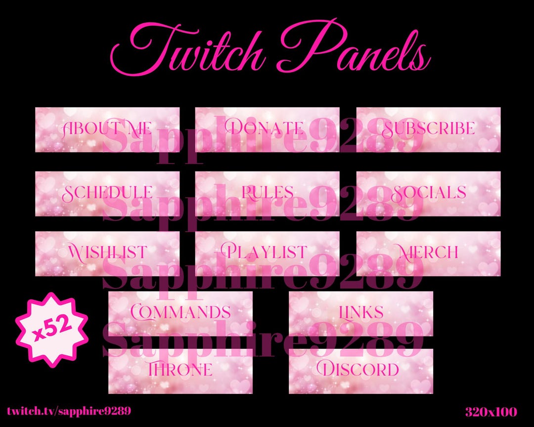 Valentine, Hearts, Simple, Twitch Discord Stream Panels, for Streamers ...