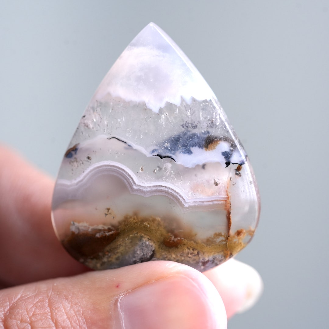 Top Grade Rainbow Scenic Terrarium Moss Chalcedony Cabochon | Super ...