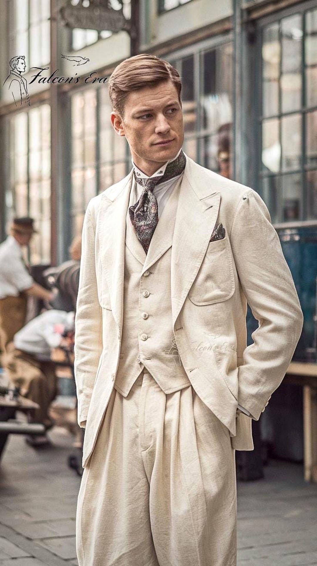Men's 1920s Beige Linen Three Piece Suit, Summer Linen Suit, Vintage ...