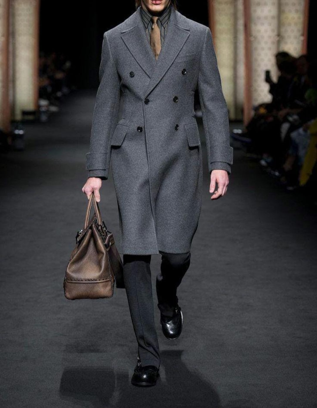 Dark Grey Tweed Overcoat, Knee Length Mens Overcoat, Unisex Overcoat ...