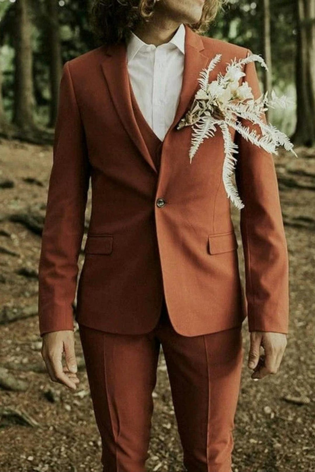 GROOMS Men Rust Colour 3 Piece Suits, Wedding Party Suits Elegant Suits ...