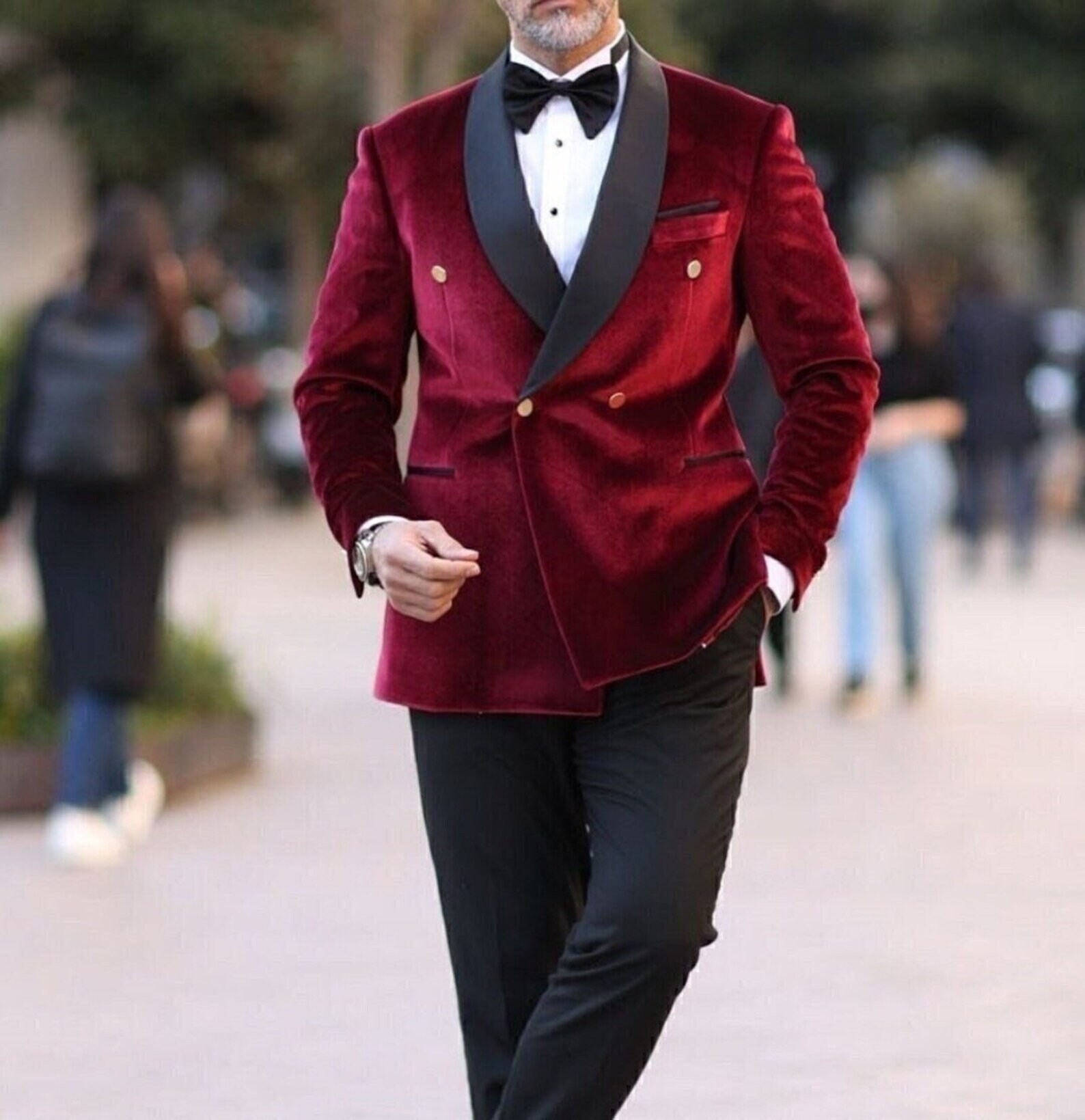 Men's Double Breasted Classic Wear Tuxedo Coat RED Velvet Jacket Dinner ...