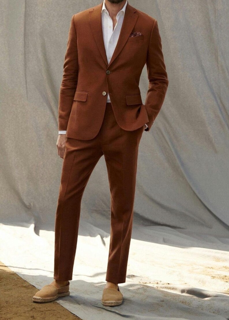 Rustic Brown 2 Piece Suit for Man-bespoke Suit. Summer Wedding Suit ...