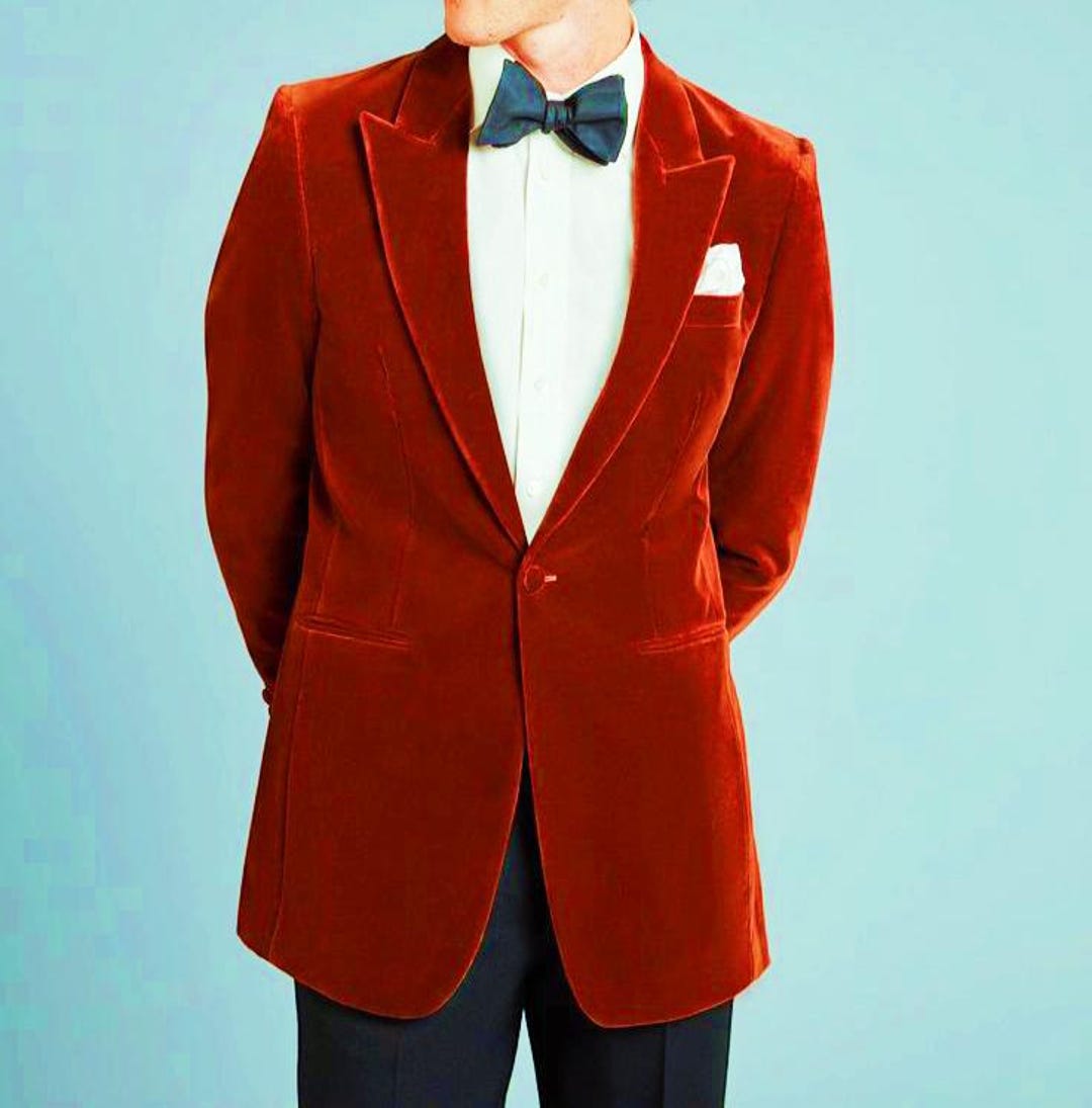 Men's Red Velvet Blazer, Christmas Special Red Velvet Blazer, Christmas ...