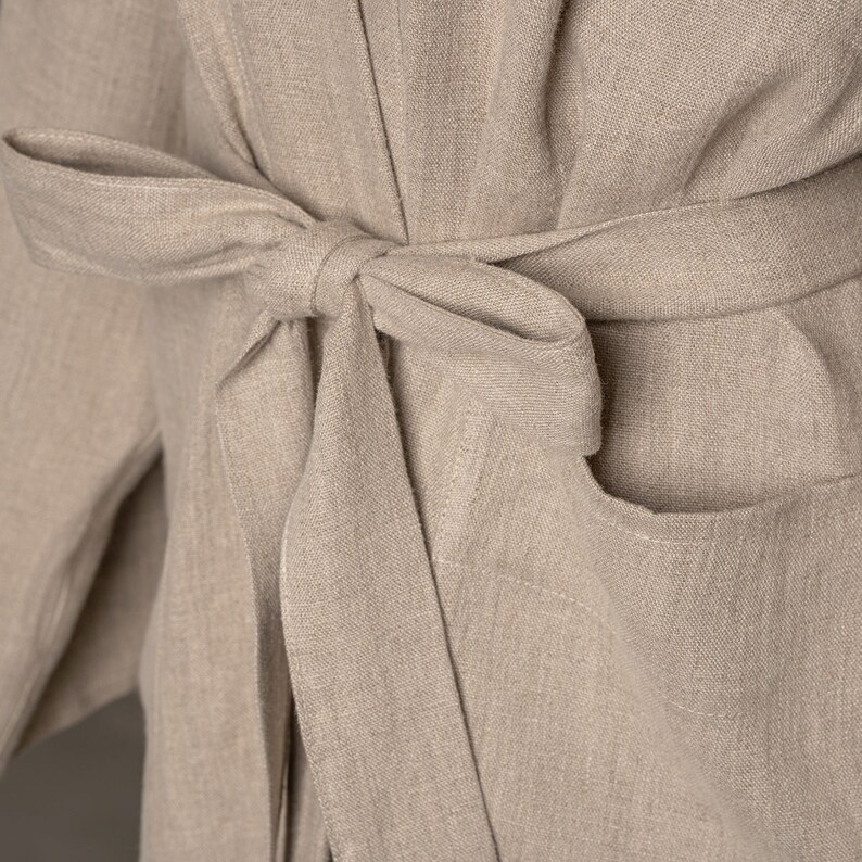 100 % Linen Bathrobe: Long Linen Robe for Men, Kimono Design ...