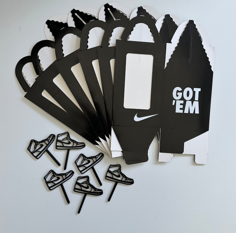 Set of 6 Sneaker Ball Cupcake Toppers and Cupcake Boxes - Etsy