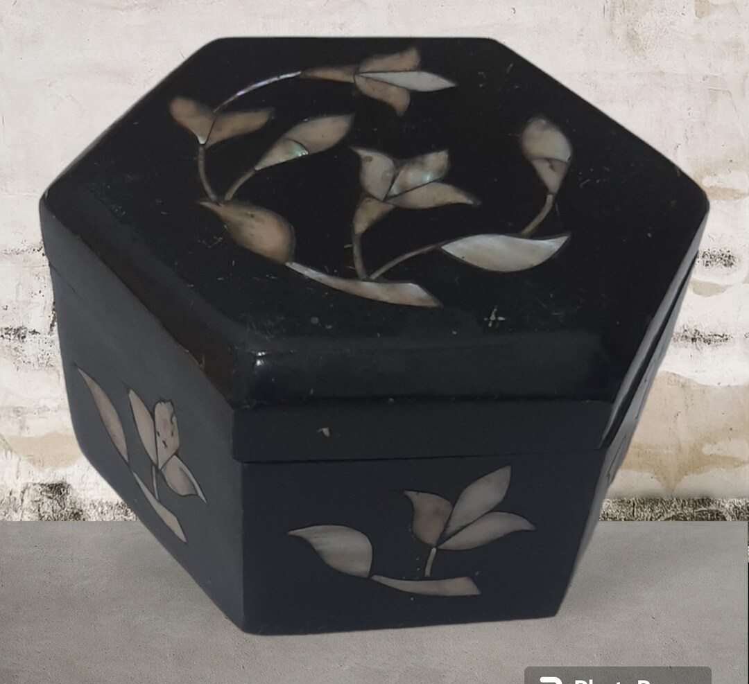 Black Marble Stone Jewelry Boxhandemade Marble Box With Multiple Use ...