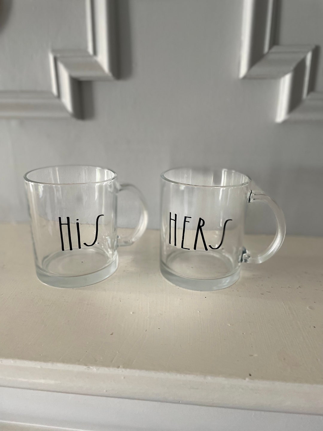 Rae Dunn - Heavy Glass “his” & “hers” Coffee Cup Set - Etsy