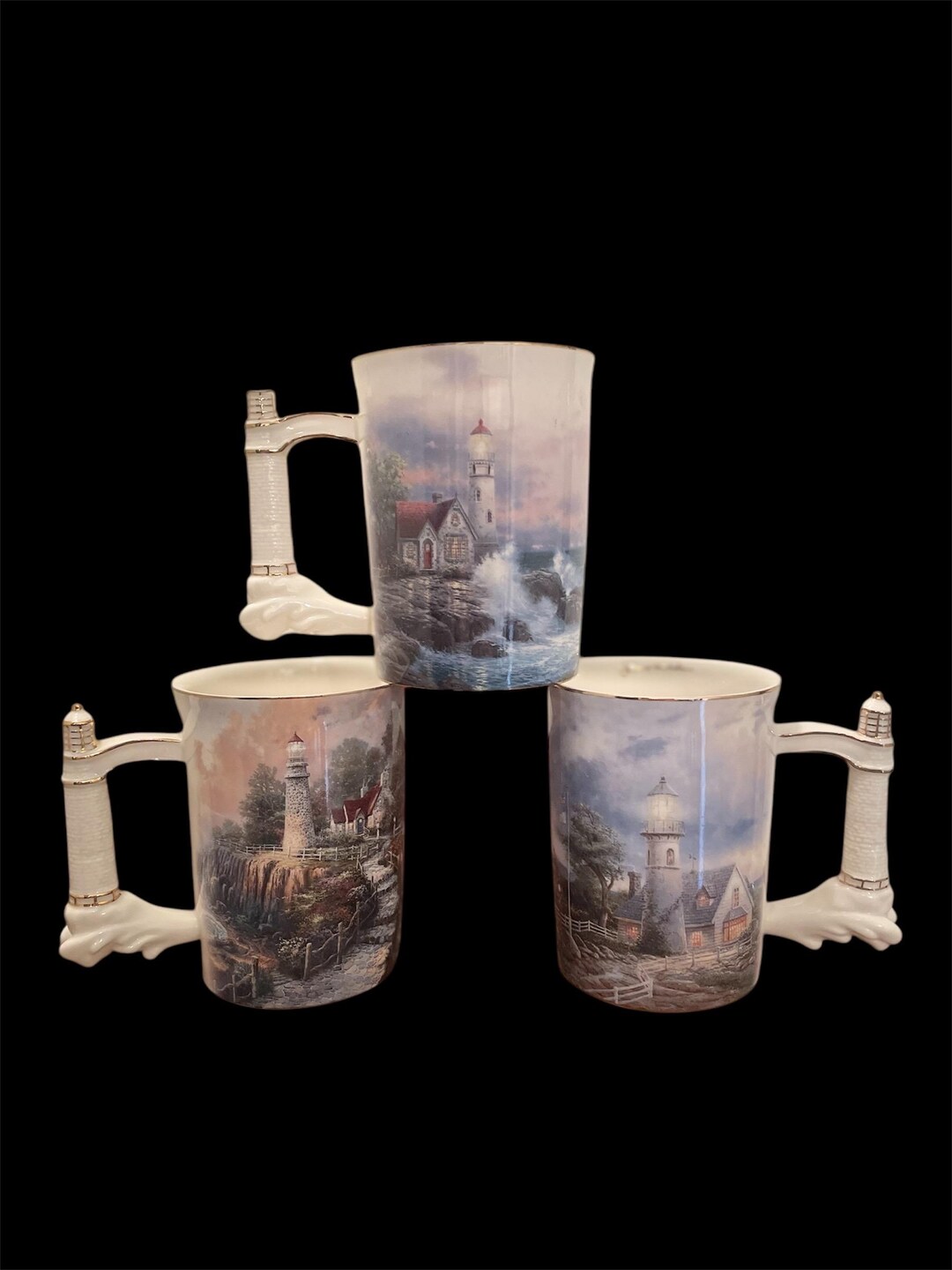 Includes 3 Mugs - Thomas Kinkade Seaside Inspirations Heirloom First ...