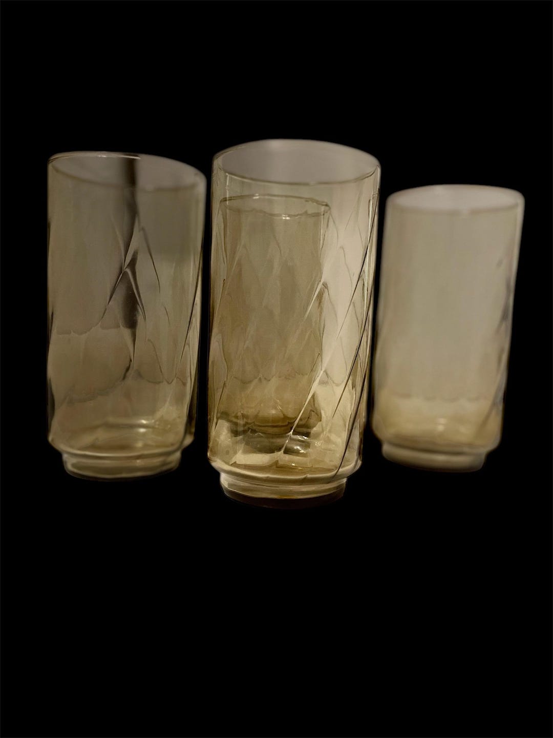 Vintage Libbey Tawny Brown Optic Swirl Tumbler Glasses Set - Retro 60s ...