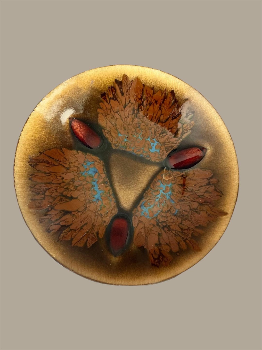 Vintage MCM Edwards Star Enamel Copper Plate Art - Signed on Back ...