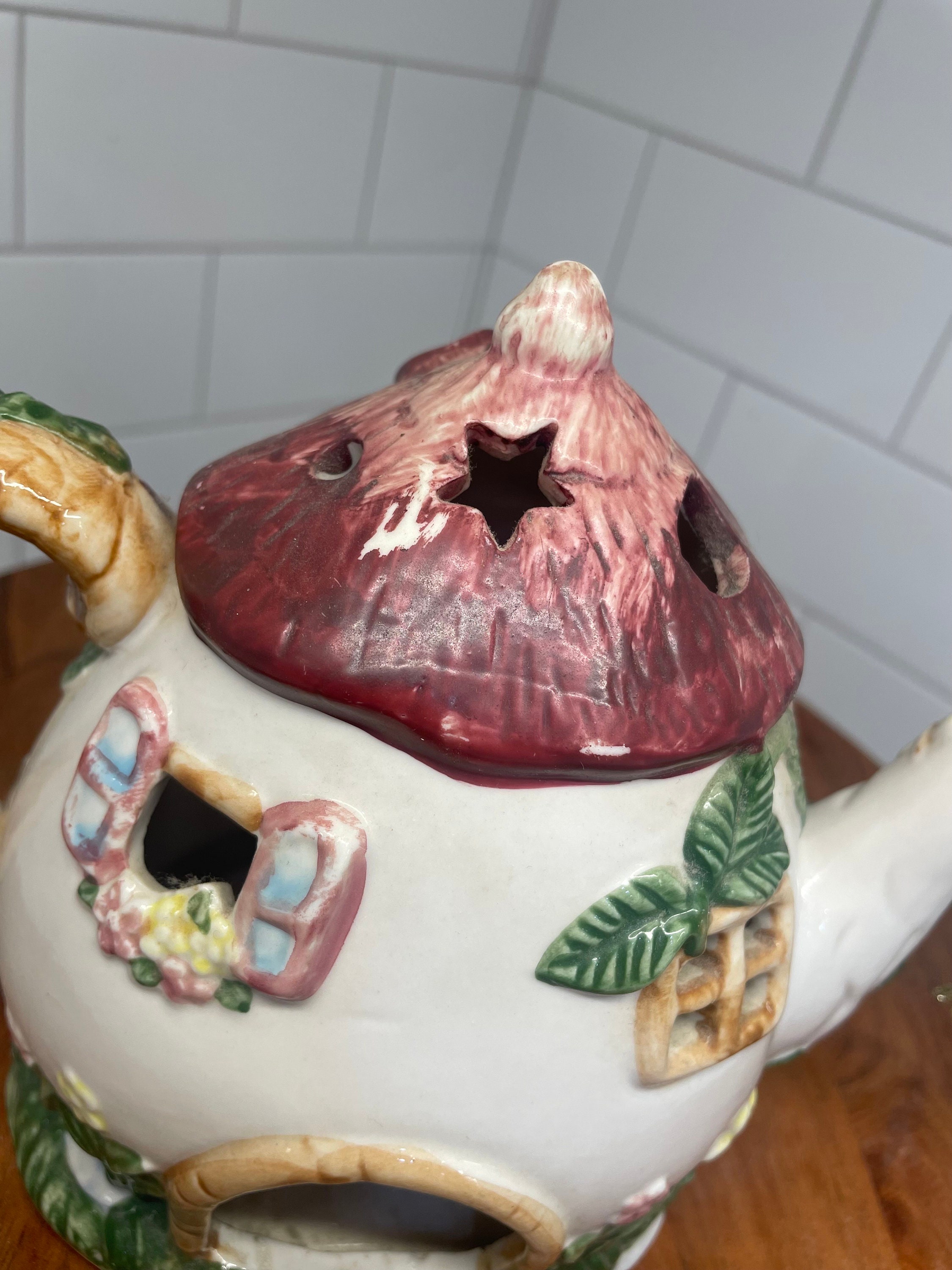 Vintage Ivy Teapot Cottage Tealight Holder Luminary Candle Holder Home ...