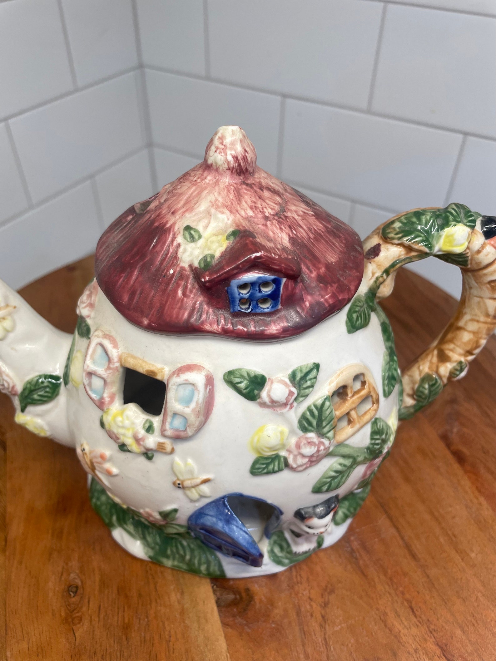 Vintage Ivy Teapot Cottage Tealight Holder Luminary Candle Holder Home ...