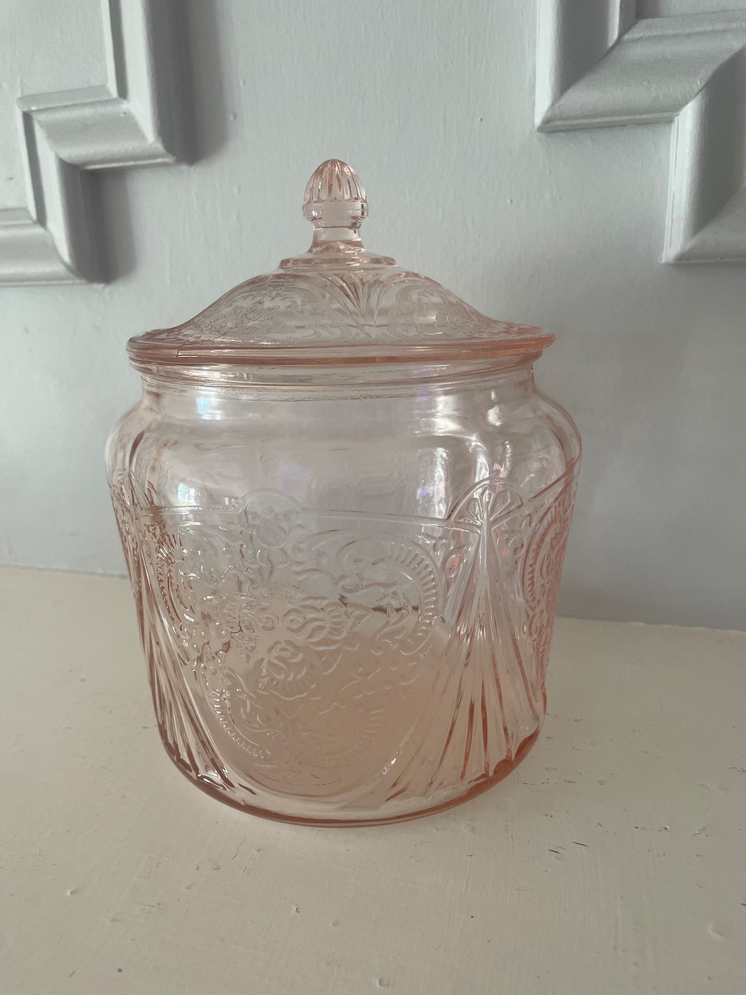 Vintage Hazel Atlas Pink Depression Glass Royal Lace Pattern Cookie ...