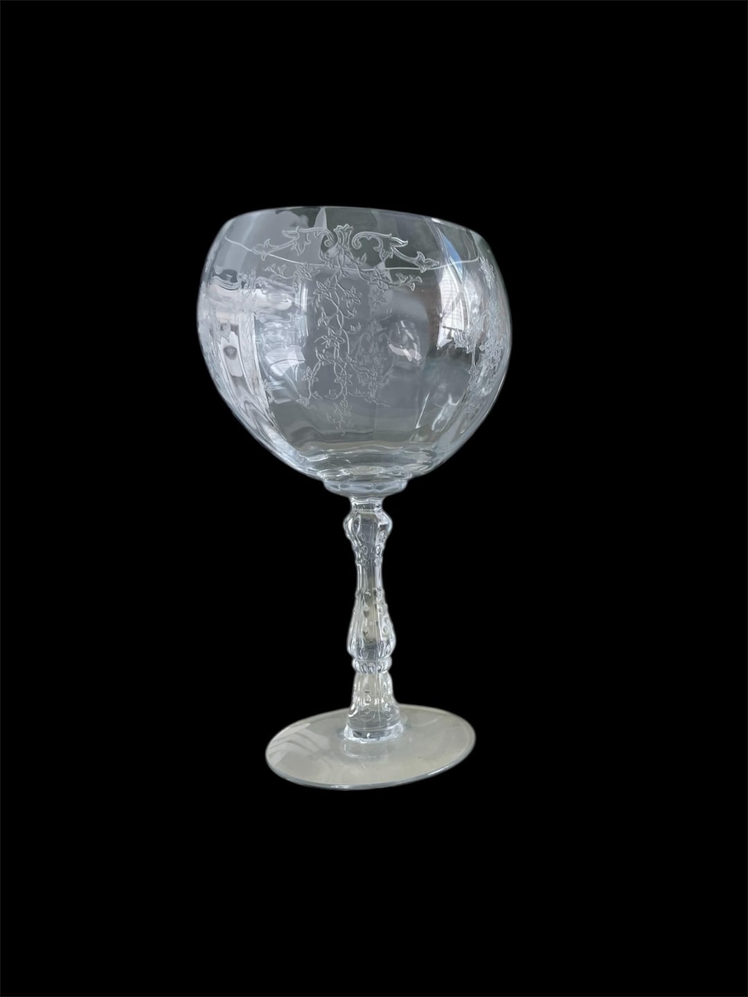 Vintage Fostoria Clear Glass Navarre Etched Glass Magnum Balloon Goblet ...