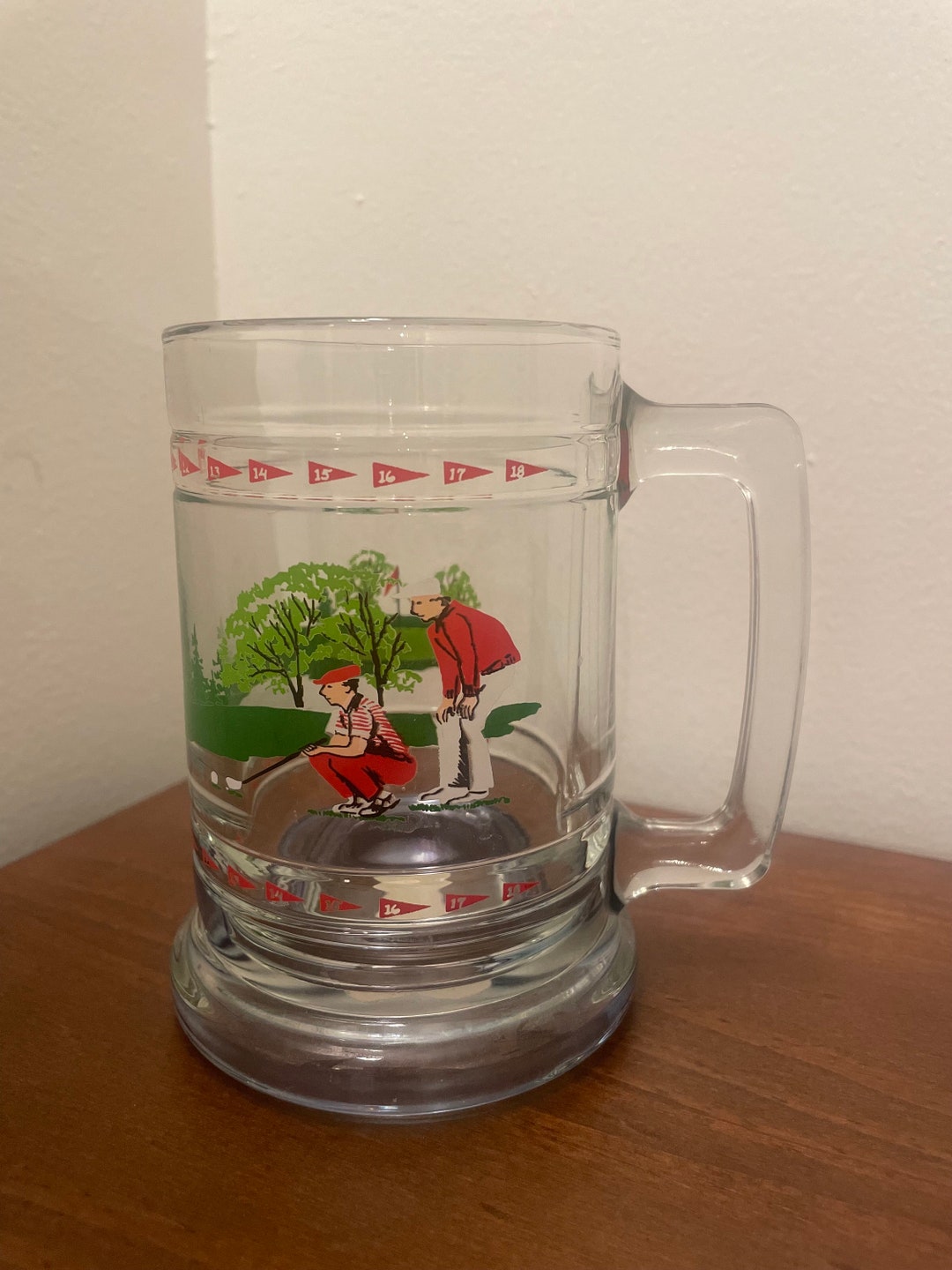 Vintage Princess House Glass Beer Mug Tankard - Retro Barware - Golfer ...