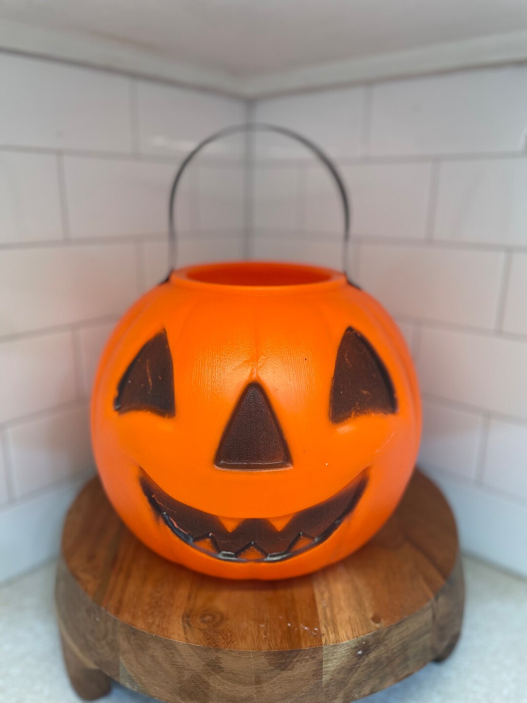 Vintage Large Orange Pumpkin Jack O Lantern Trick or Treat Bucket - Etsy
