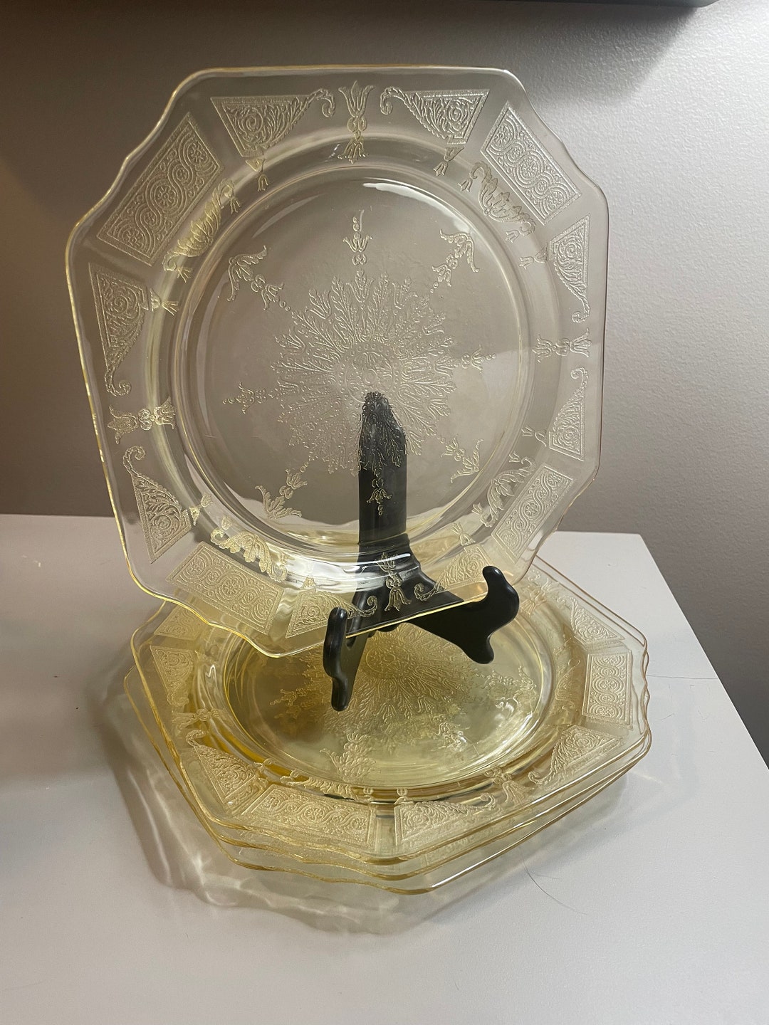 Set of 4 - 1930s Anchor Hocking Princess Depression Yellow Glass 9 ...