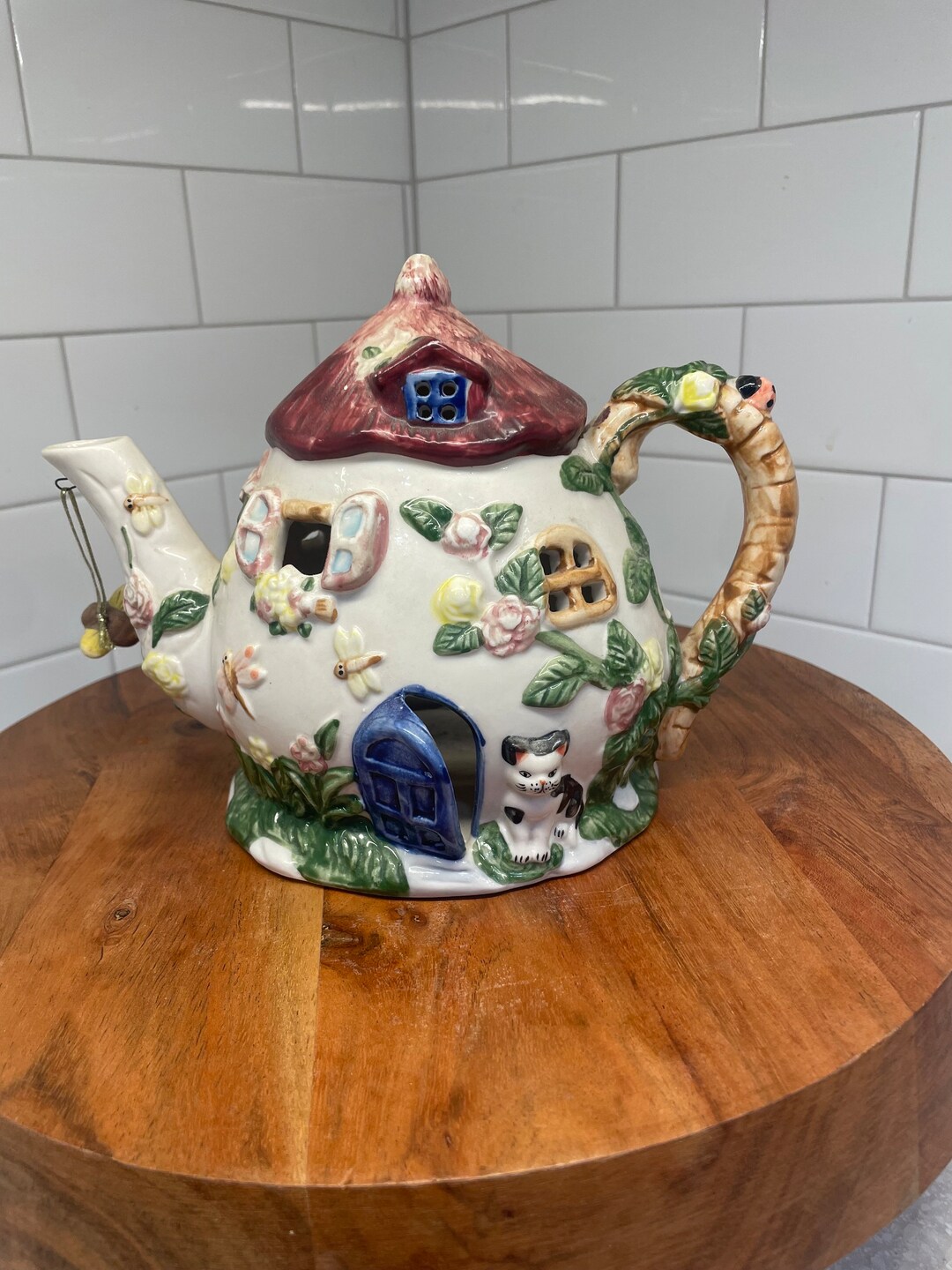 Vintage Ivy Teapot Cottage Tealight Holder Luminary - Candle Holder ...