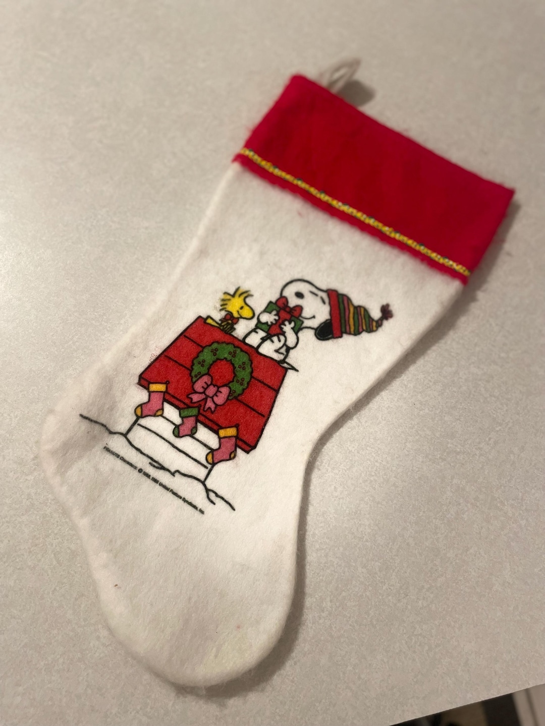 Vintage 1960s Snoopy Woodstock Dog House Christmas Felt Stocking ...