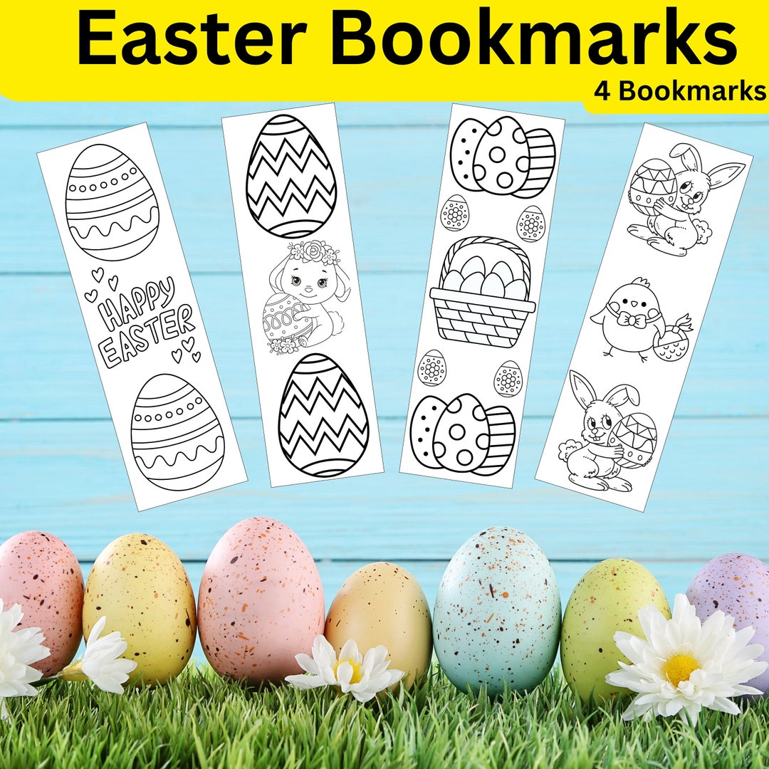 Printable Easter Coloring Bookmarks, Easter Bunny, Easter Basket ...