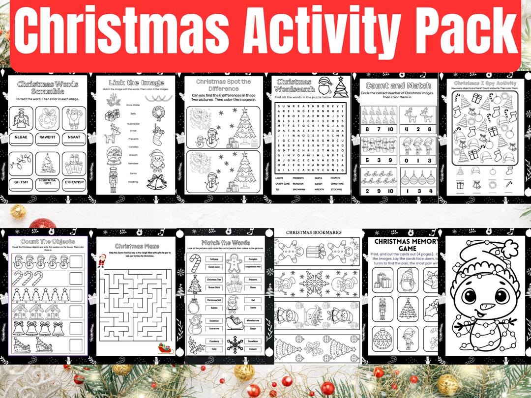 Christmas Activity Book, Printable, Christmas Activity Pack, Christmas ...