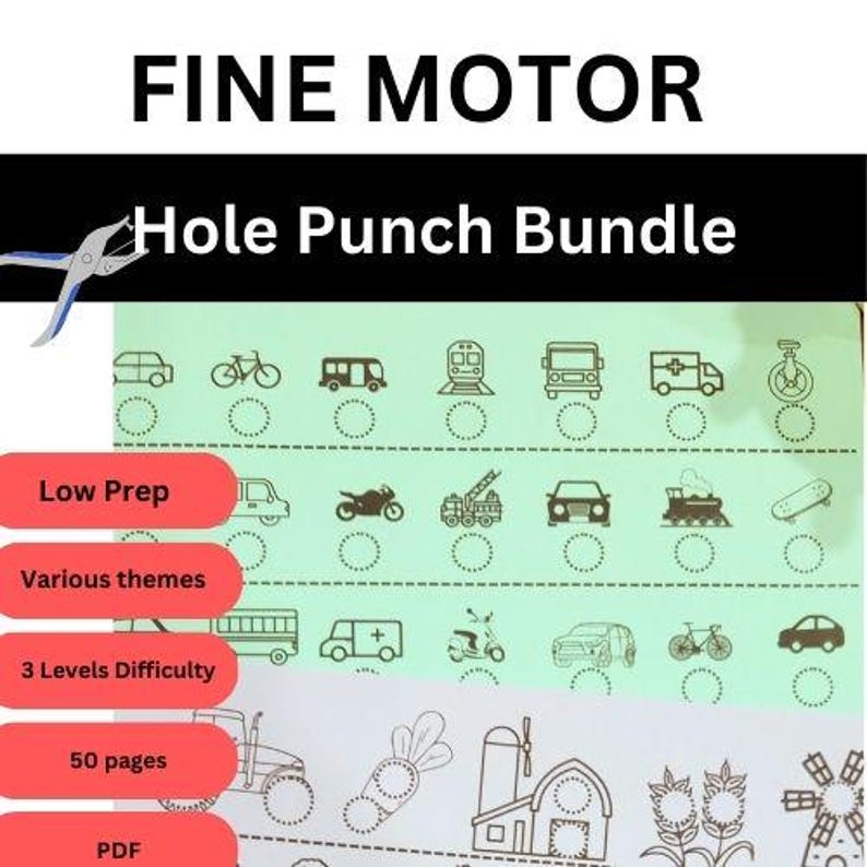 Hole Punching Activity Bundle, Printable, Hole Punch, Preschool ...